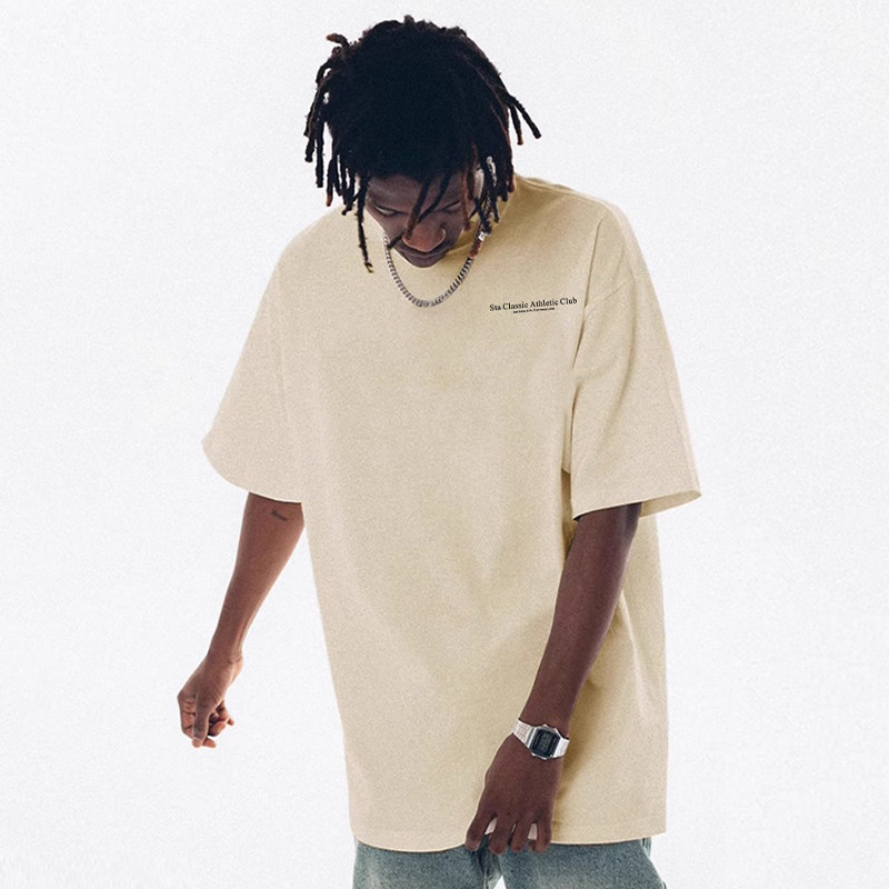 STA短袖标语字母五分袖高街重磅T恤