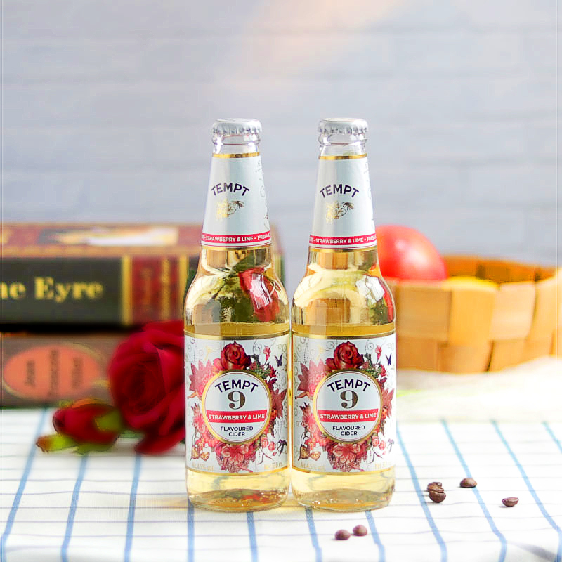 6瓶丹麦啤酒诱惑9号TEMPT Cider No.9草莓酸橙味露酒330ml_虎窝淘