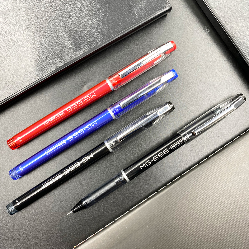 晨光MG-666中性笔笔芯0.5mm刷题自选学生用考试用mg666红蓝黑色水笔教师拔帽笔B4501_虎窝淘