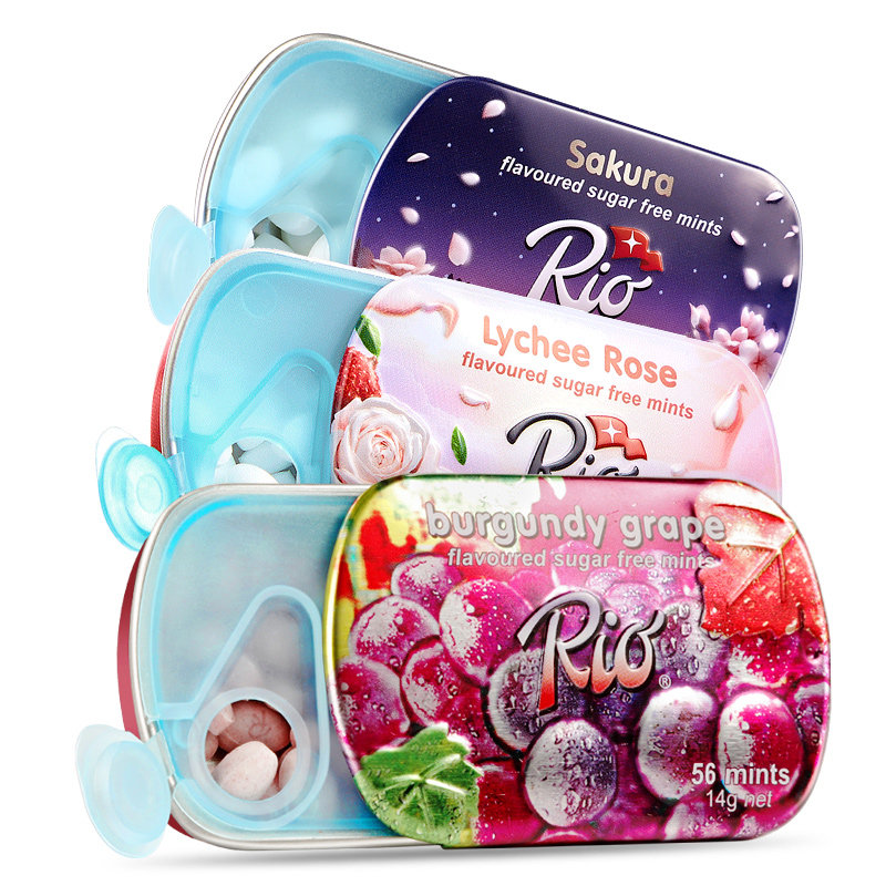 Rio瑞欧水果薄荷糖百香果芒果糖无糖屈臣氏铁盒口香糖清新口气糖_虎窝淘