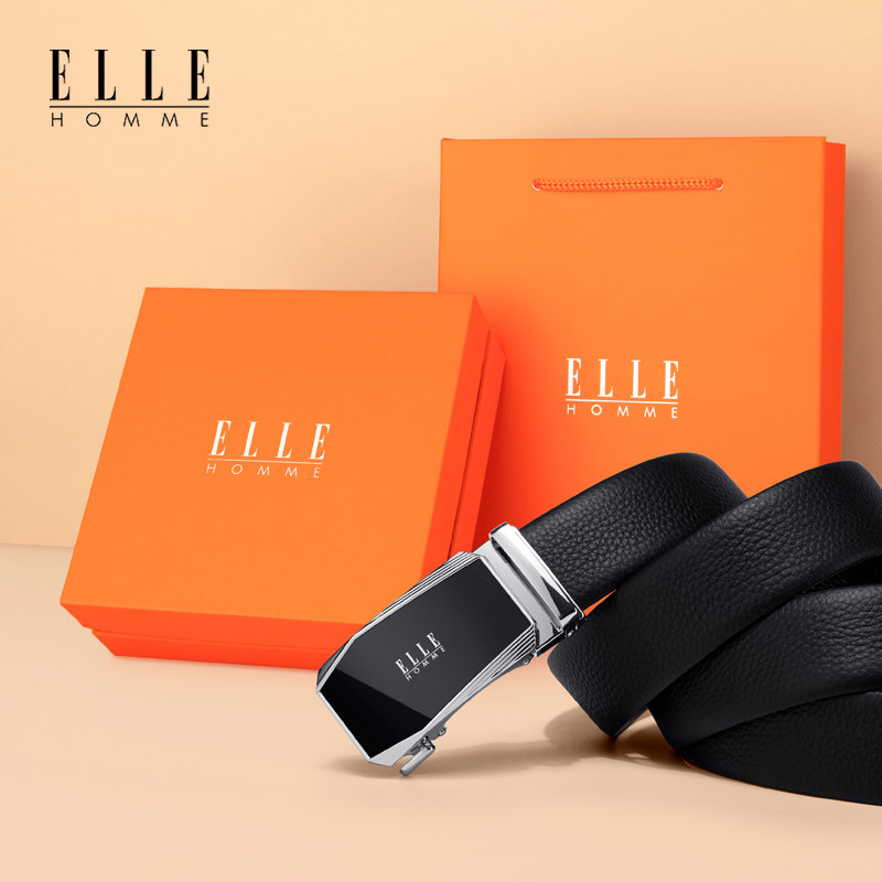法国ELLE HOMME皮带男士真皮皮带男2023新款轻奢腰带男奢侈品牌潮_虎窝淘