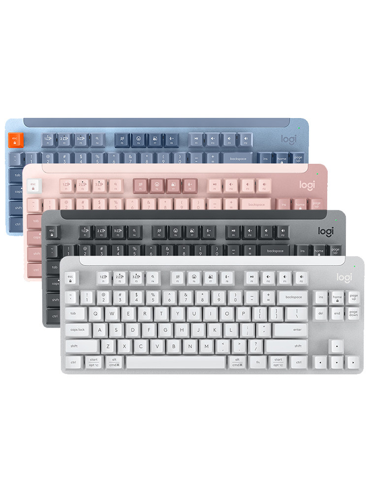 罗技K855无线机械键盘蓝牙TTC红轴女生办公笔记本电脑84键 Bolt粉_虎窝淘