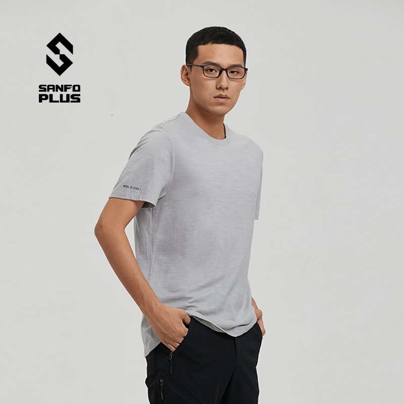 三夫SANFO PLUS暗夜夏季户外短袖美丽奴羊毛圆领T恤衫 21003_虎窝淘