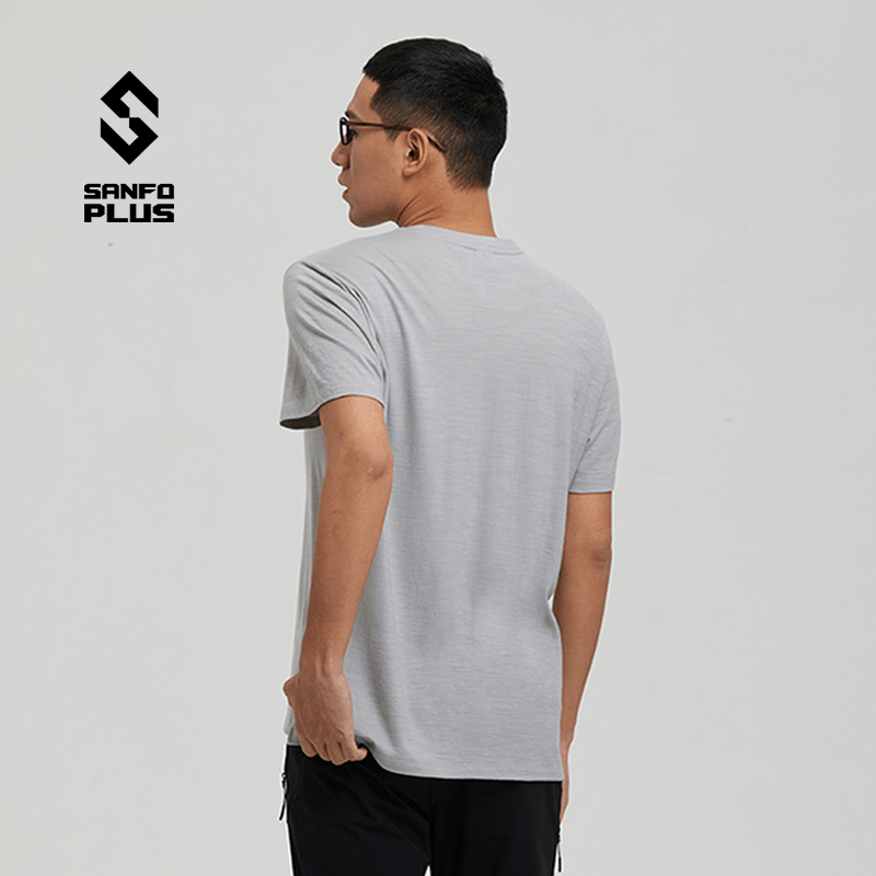 三夫SANFO PLUS暗夜夏季户外短袖美丽奴羊毛圆领T恤衫 21003_虎窝淘