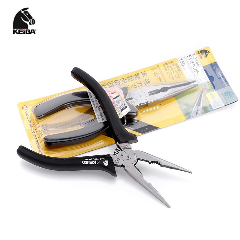 日本进口KEIBA马牌T-316S/T-346S电工尖嘴钳6英寸多功能钳尖口钳_虎窝淘