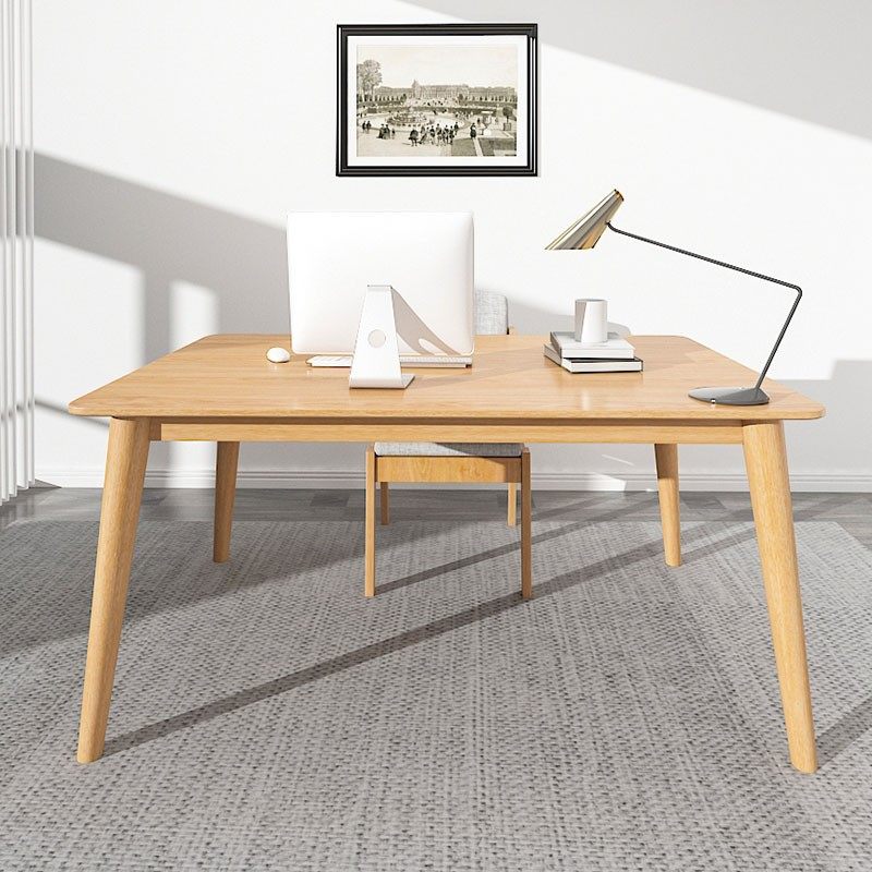 全实木书桌家用简约现代学生书桌卧室电脑桌子书台写字桌一字板桌_虎窝淘