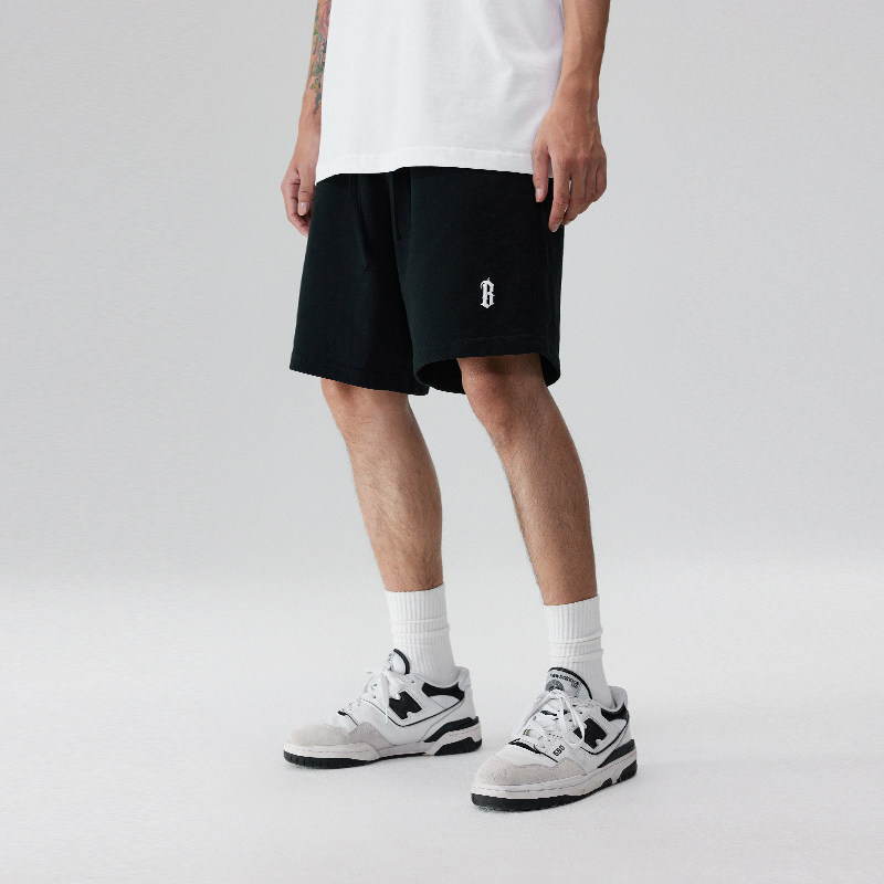 BONELESS基础logo字体运动短裤美式高街夏季休闲五分休闲卫裤潮_虎窝淘