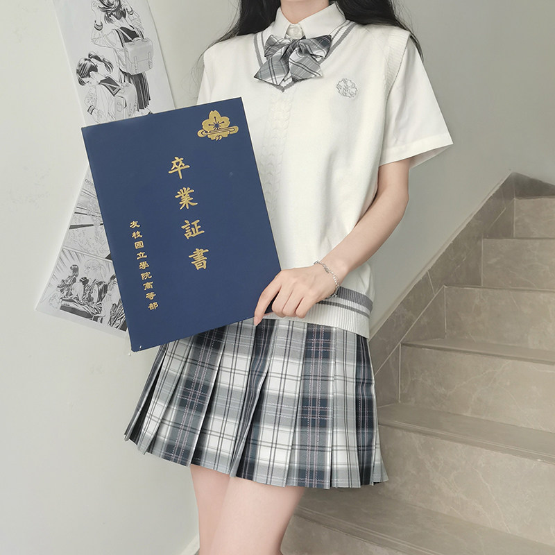 LF原创设计东瑛高日系jk/dk制服正版刺绣毛衣针织背心v领女生马甲_虎窝淘