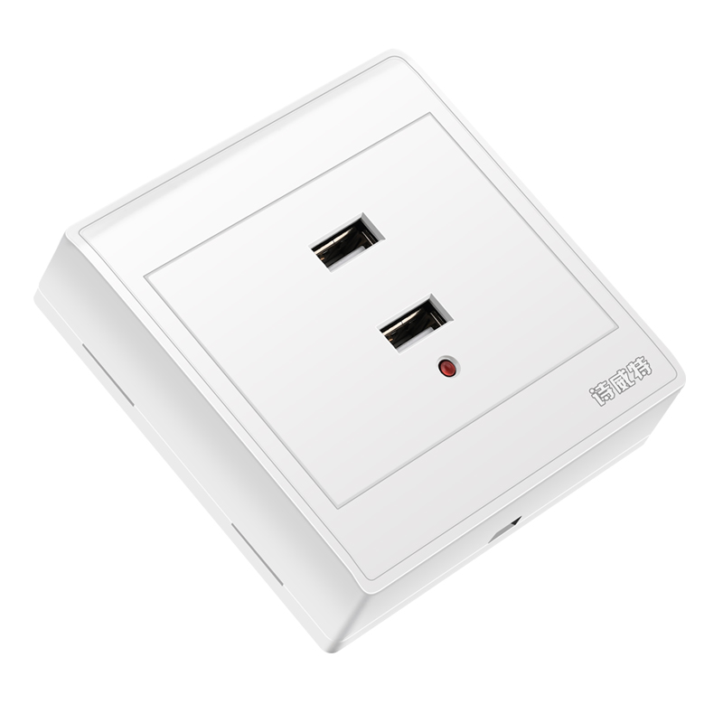 86型明装两孔USB手机充电插座二个2位220V转5V墙壁式USB插座面板_虎窝淘