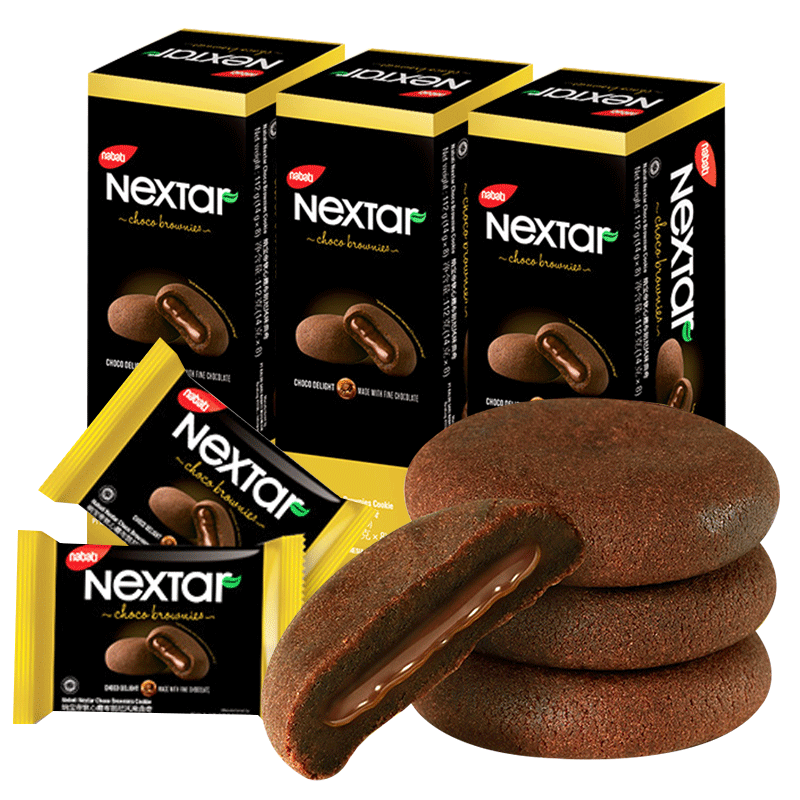 丽芝士软心趣布朗尼夹心巧克力曲奇饼干纳宝帝nextar印尼进口零食_虎窝淘