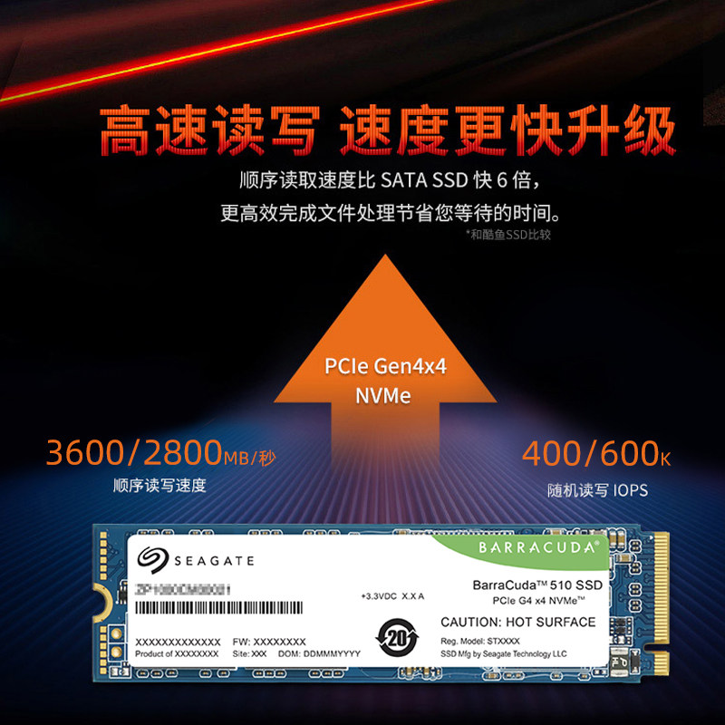 Seagate希捷m2固态硬盘1t笔记本ssd台式电脑nvme高速2t酷鱼510_虎窝淘