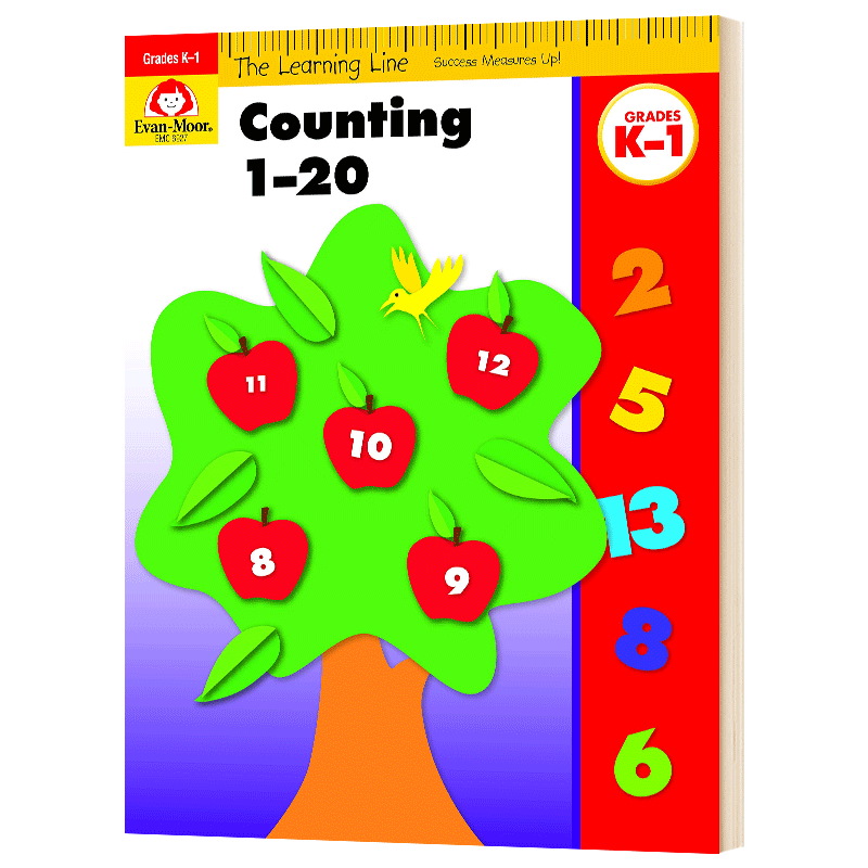 学习起跑线数数1-20幼儿园大班一年级英文原版 Evan Moor The Learning Line Counting 1-20美国加州教辅 ...