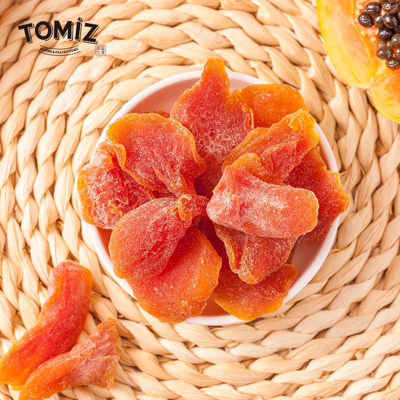TOMIZ富泽商店木瓜干125g休闲零食鲜切蜜饯儿童厚实果脯免洗果干_虎窝淘