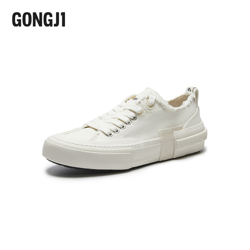 【张艺兴同款】GONGJI官方正品低帮新款踩屎感国潮帆布鞋白色男鞋_虎窝淘