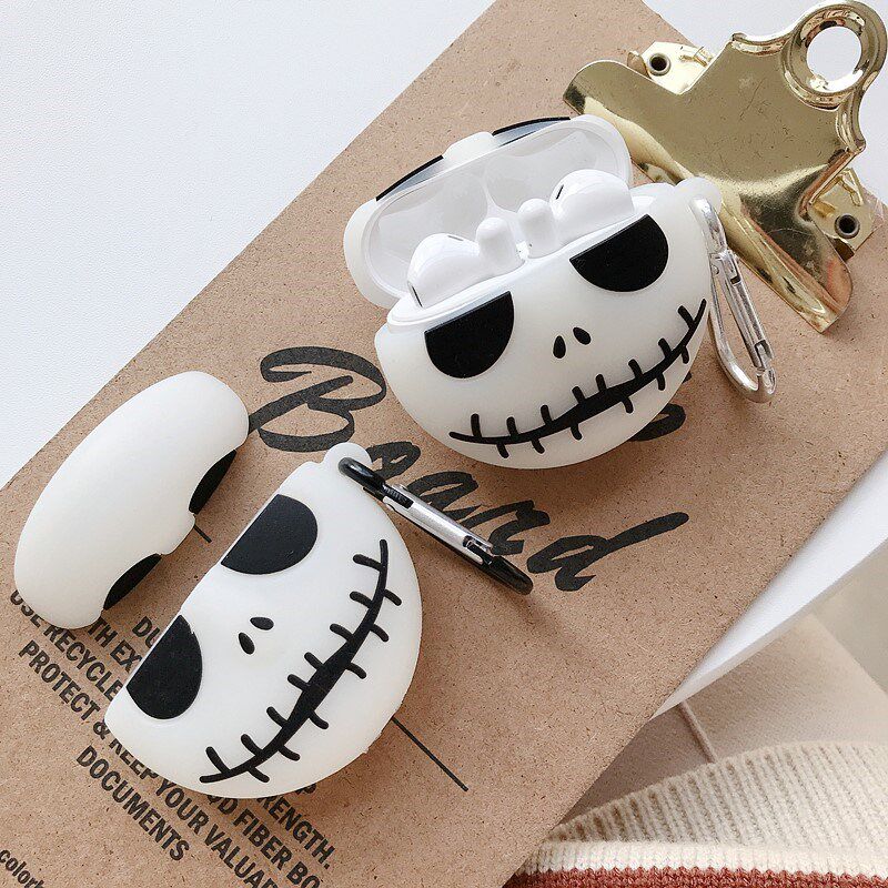 Luminous Cartoon Skull Bluetooth Earphone Case For Airpods_虎窝淘