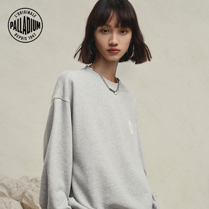 PALLADIUM帕拉丁圆领卫衣女宽松简约大气长袖T恤197829_虎窝淘