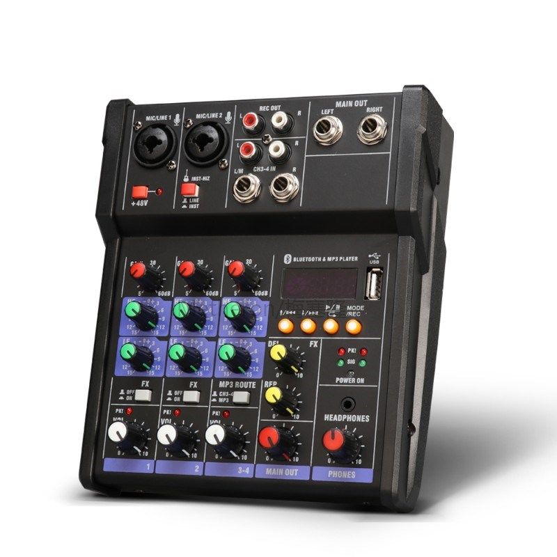 4 Channel Mixer audio Bluetooth MP3 Stereo mixer recording L_虎窝淘