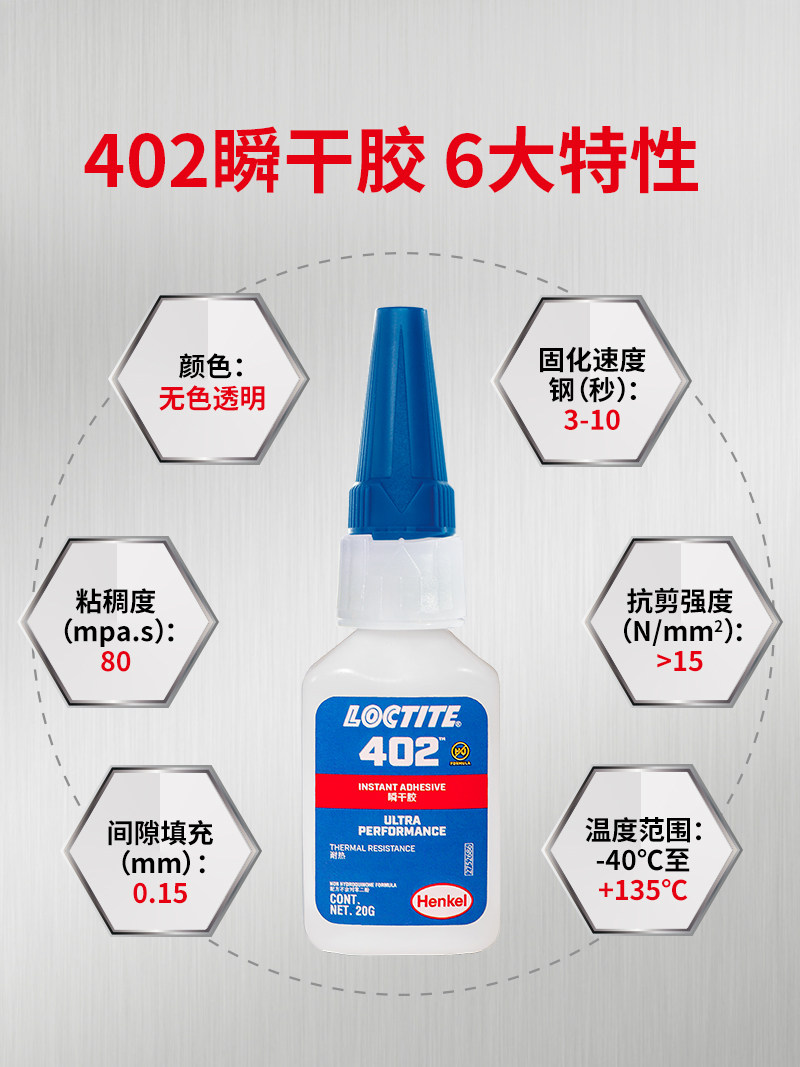 欧洲进口loctite汉高乐泰402胶水瞬干胶耐高温135℃快干金属不锈钢电机用_虎窝淘