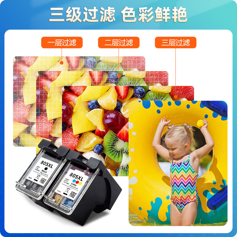 805墨盒适用惠普805XL墨盒黑色彩色HP2720 2721 2722 2723 2729 1210 1212 2330 2332打印机可加 ...