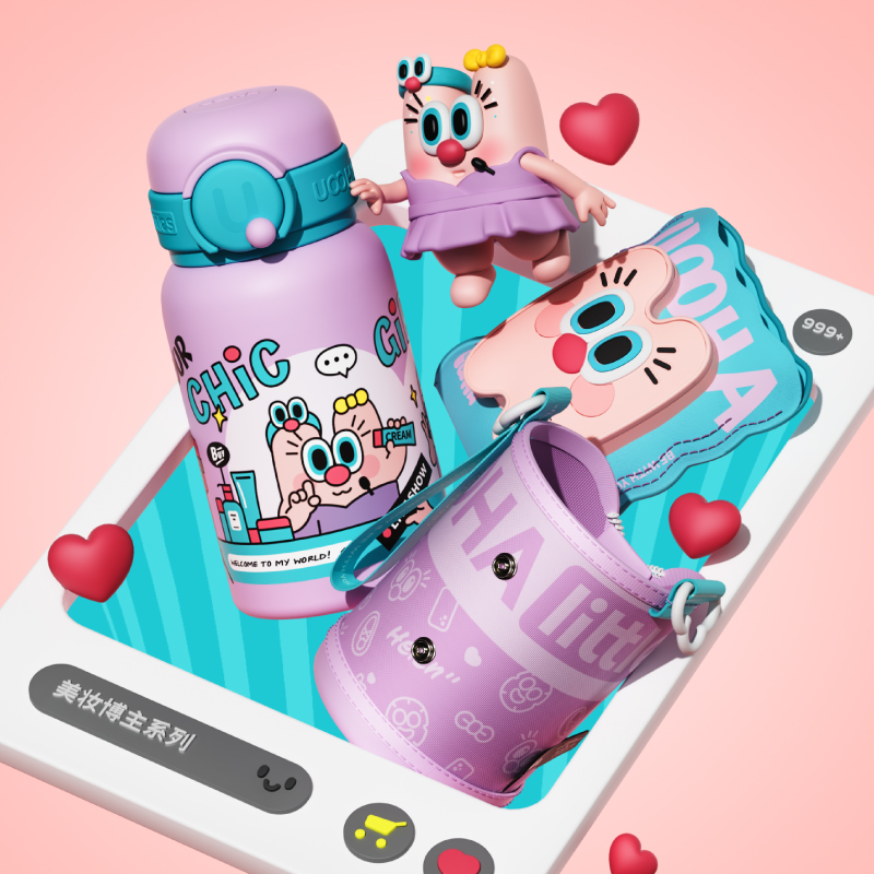 UOOHA立净保温杯高颜值儿童可爱吸管杯316L不锈钢女生保冷包包杯_虎窝淘
