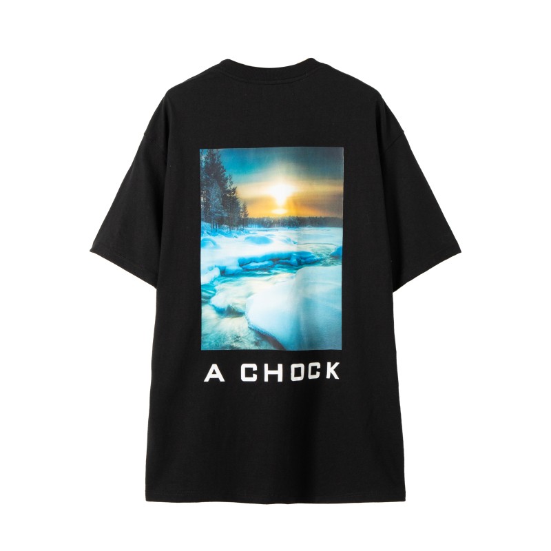A chock原创国潮新品经典冰川雪地印花短袖圆领简约五分袖情侣t恤_虎窝淘