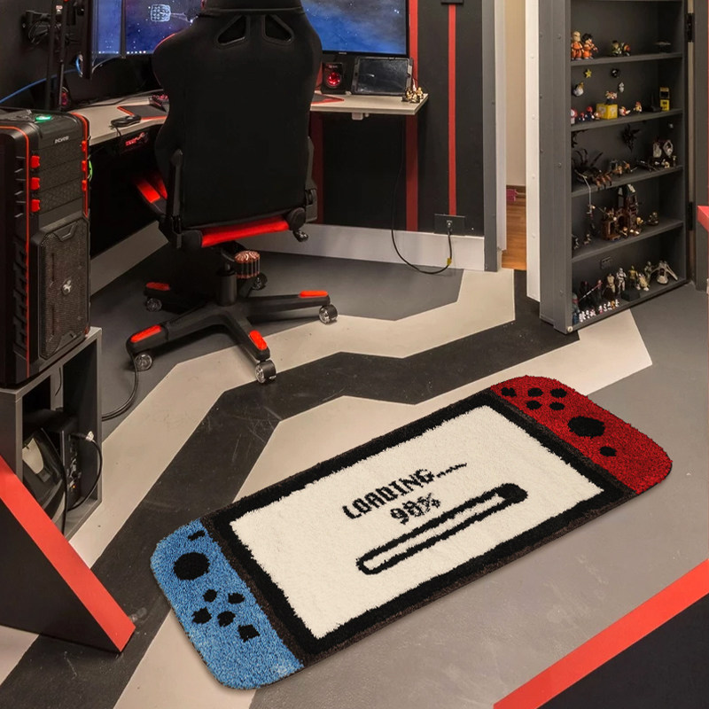 NS游戏机地毯卧室床边毯加厚客厅沙发红蓝switch掌机手柄创意地垫_虎窝淘