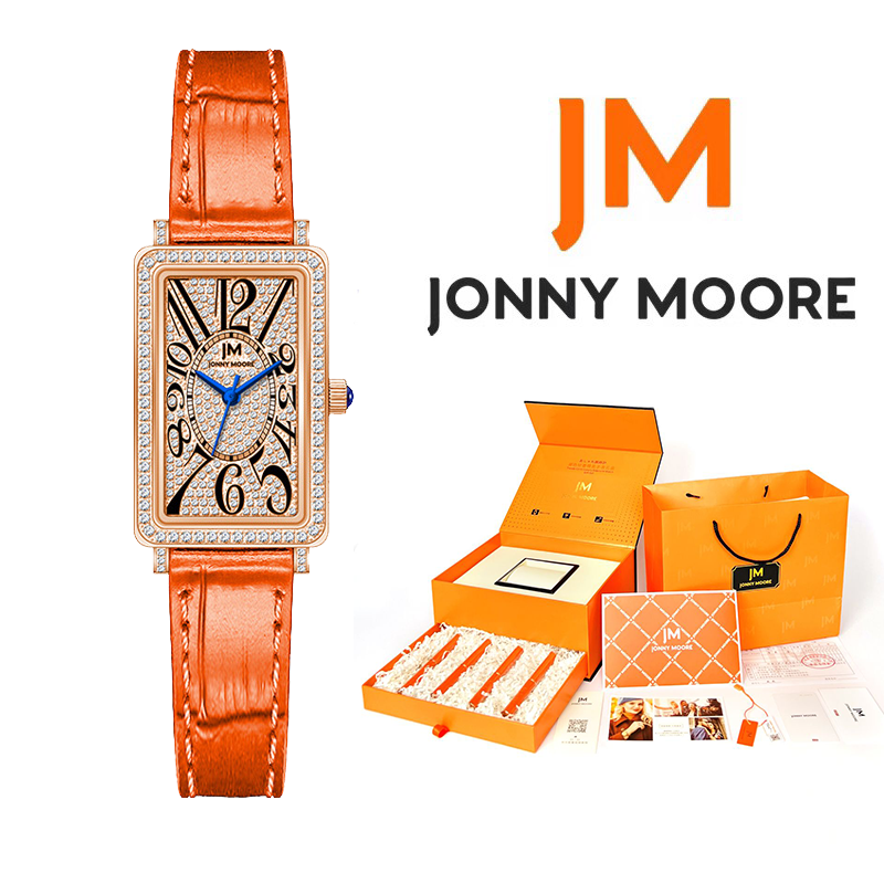JONNY MOORE腕表橙色口红套装时尚轻奢石英女士手表J1391 s_虎窝淘