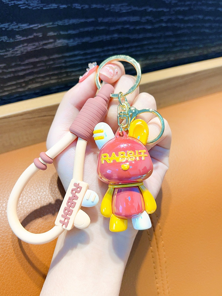 网红炫酷兔子钥匙扣女精致创意车钥匙挂件可爱书包挂饰公仔钥匙链_虎窝淘