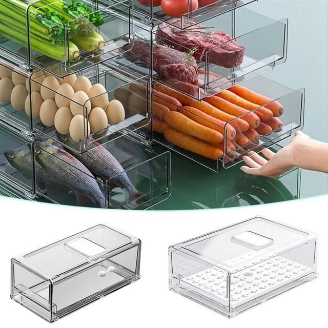 Stackable Drawer Storage Box Food Container Refrigerator Org_虎窝淘