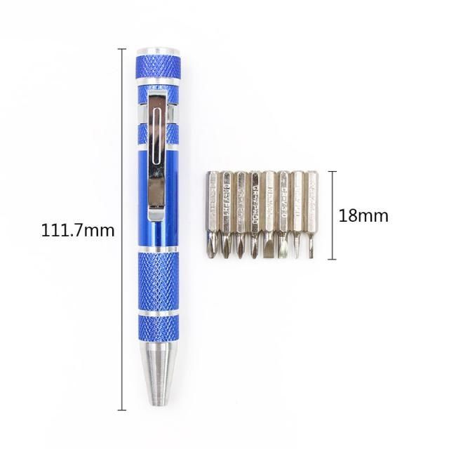 8 In1 Multifunction Mini Aluminum Precision Pen Screw Driver_虎窝淘