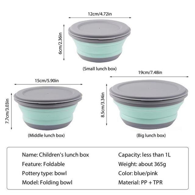 3Pcs/Set Folding Bowl Portable Silicone Foldable Salad Bowl_虎窝淘