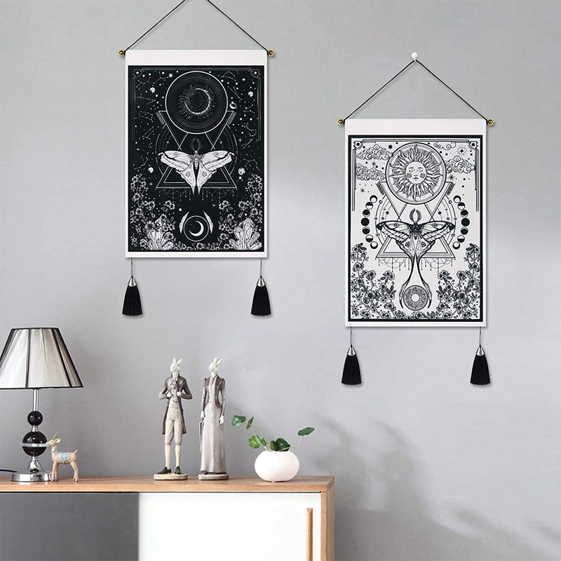 Pack Of 2 Tapestry Sun And Moon Tapestry Moth Tapestries Bla_虎窝淘