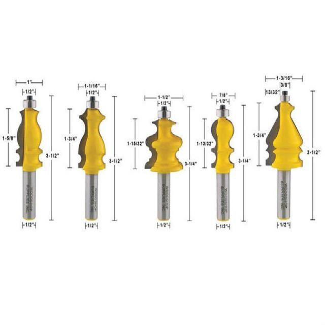 10PCS 1/2 Shank Architectural Molding Router Bits Set Casing_虎窝淘
