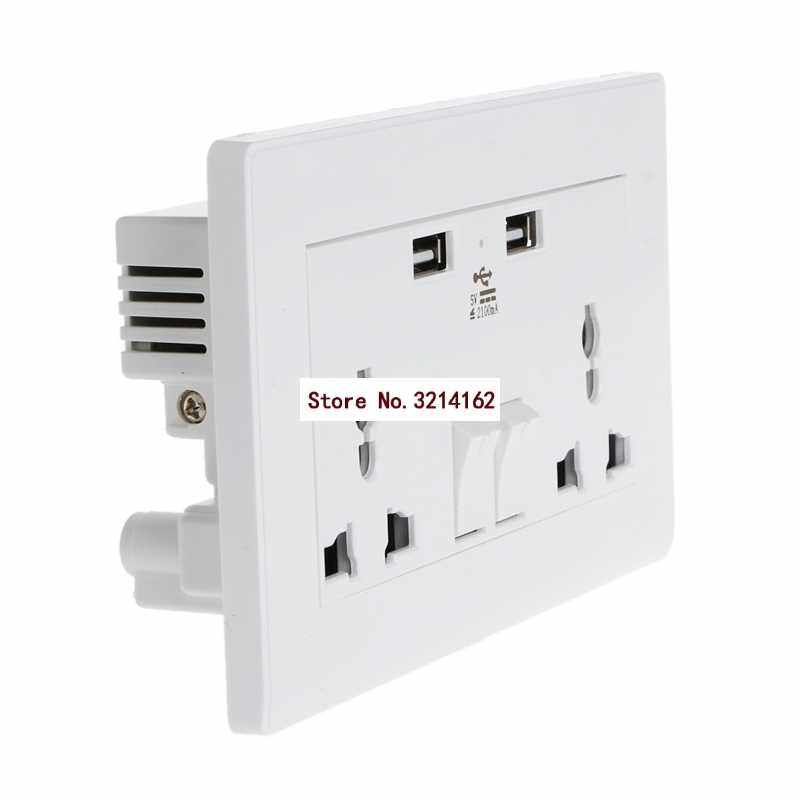 Wall Socket USB Plug Switch 2100mA Outlet With LED Indicator_虎窝淘