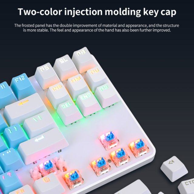 K100 87-keys Green Axis Keyboard Mechanical Gaming Keyboard_虎窝淘