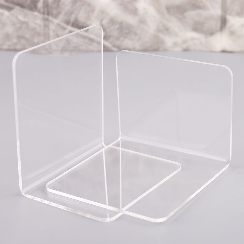 2Pcs Clear Acrylic Bookends L-shaped Desk Organizer Desktop_虎窝淘