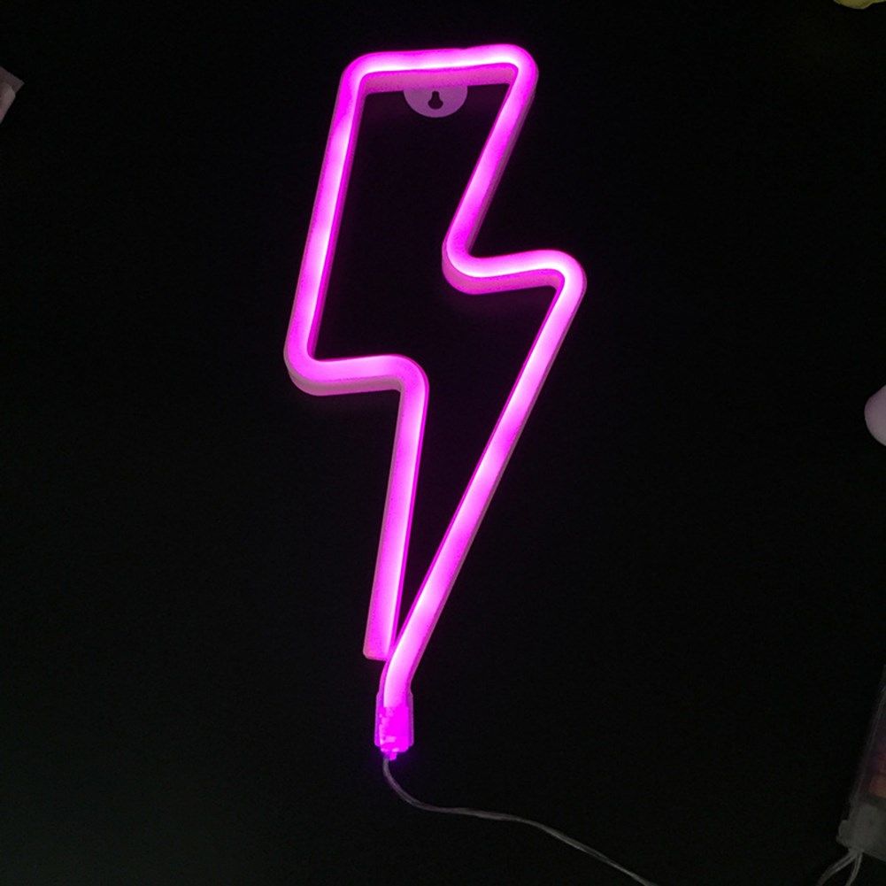LED Neon Sign Lightning Shaped Night Light Decorative Table_虎窝淘