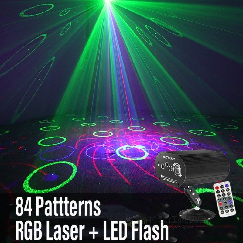 Stage Led Disco Light RGB Laser Projector Sound Party Lights_虎窝淘
