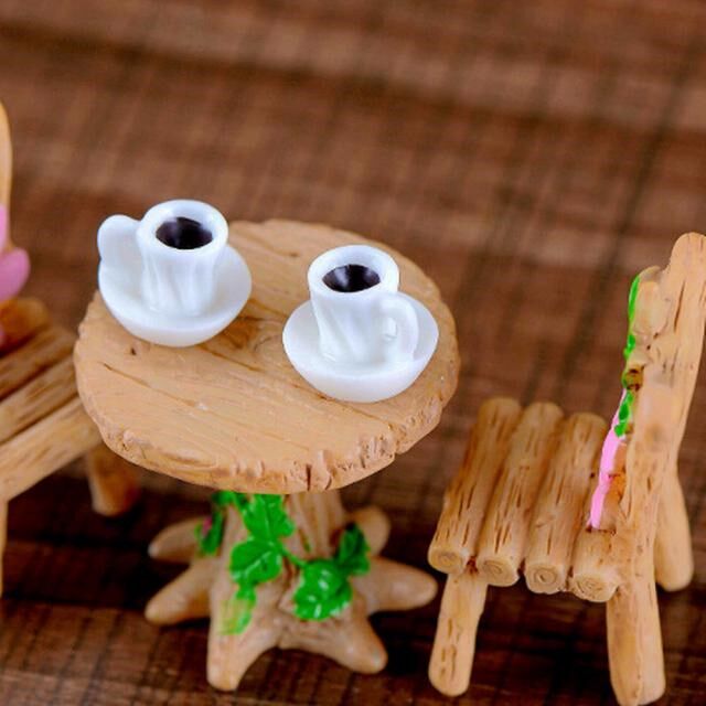 2pcs/set Mini Decor Plastic Figure Craft Kawaii A Cup Of Tea_虎窝淘