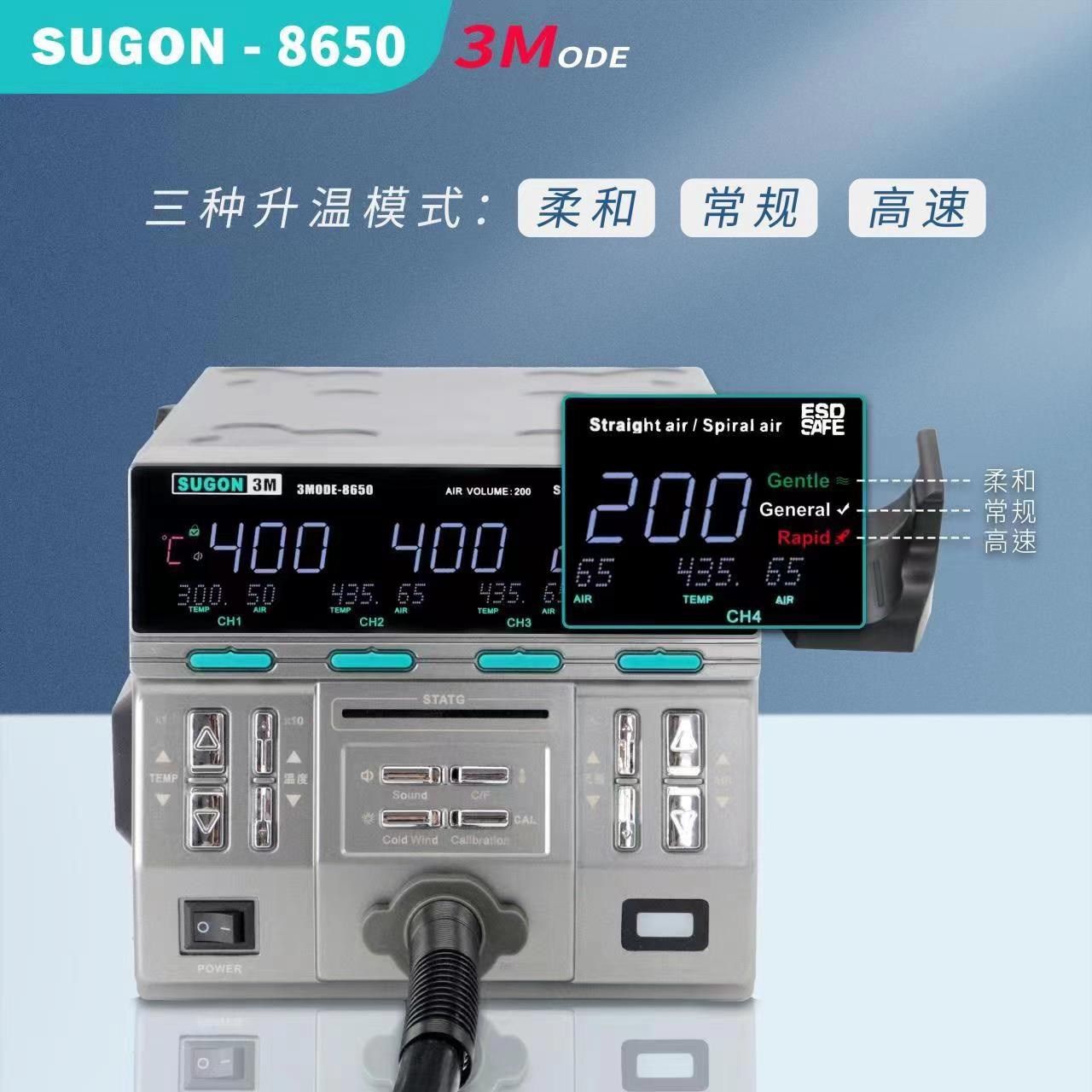 新款SUGON速工8650热风枪直旋风一体风枪工业级大功率CPU拆焊台_虎窝淘