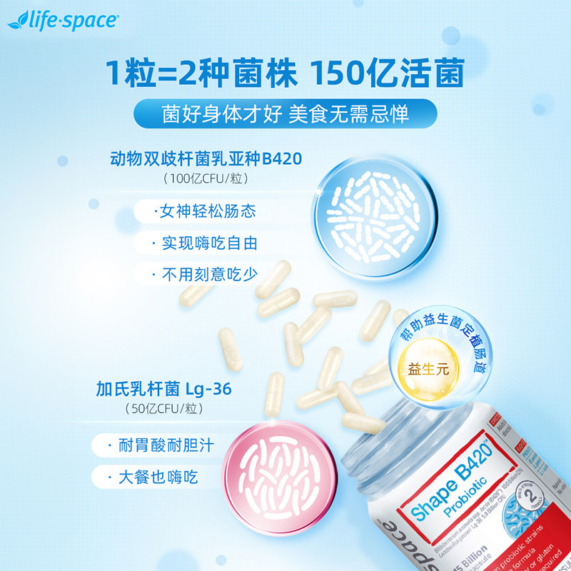 澳洲益倍适life space益生菌B420瘦子菌胶囊身材管理成人调理肠胃_虎窝淘