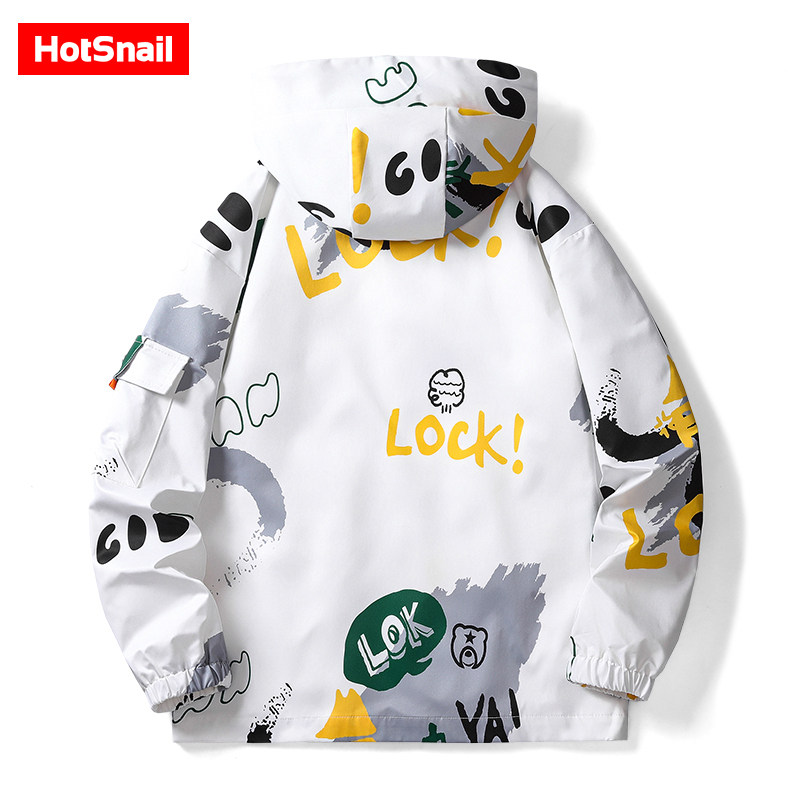 HOTSNAIL夹克男连帽秋季新款潮牌帅气满印青少年初中高中学生外套_虎窝淘