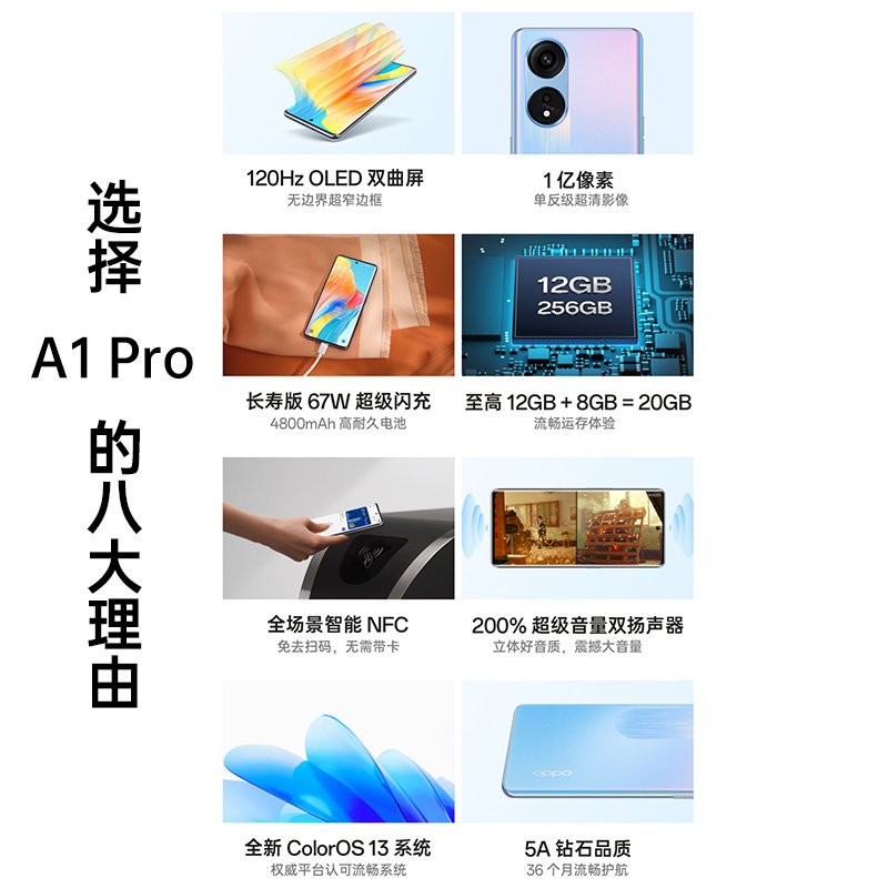 【阿里官方自营】OPPO A1 Pro 5G新款oppo手机官方旗舰店官网1亿像素超清拍照正品保障a1pro手机超级闪充OLED_虎窝淘