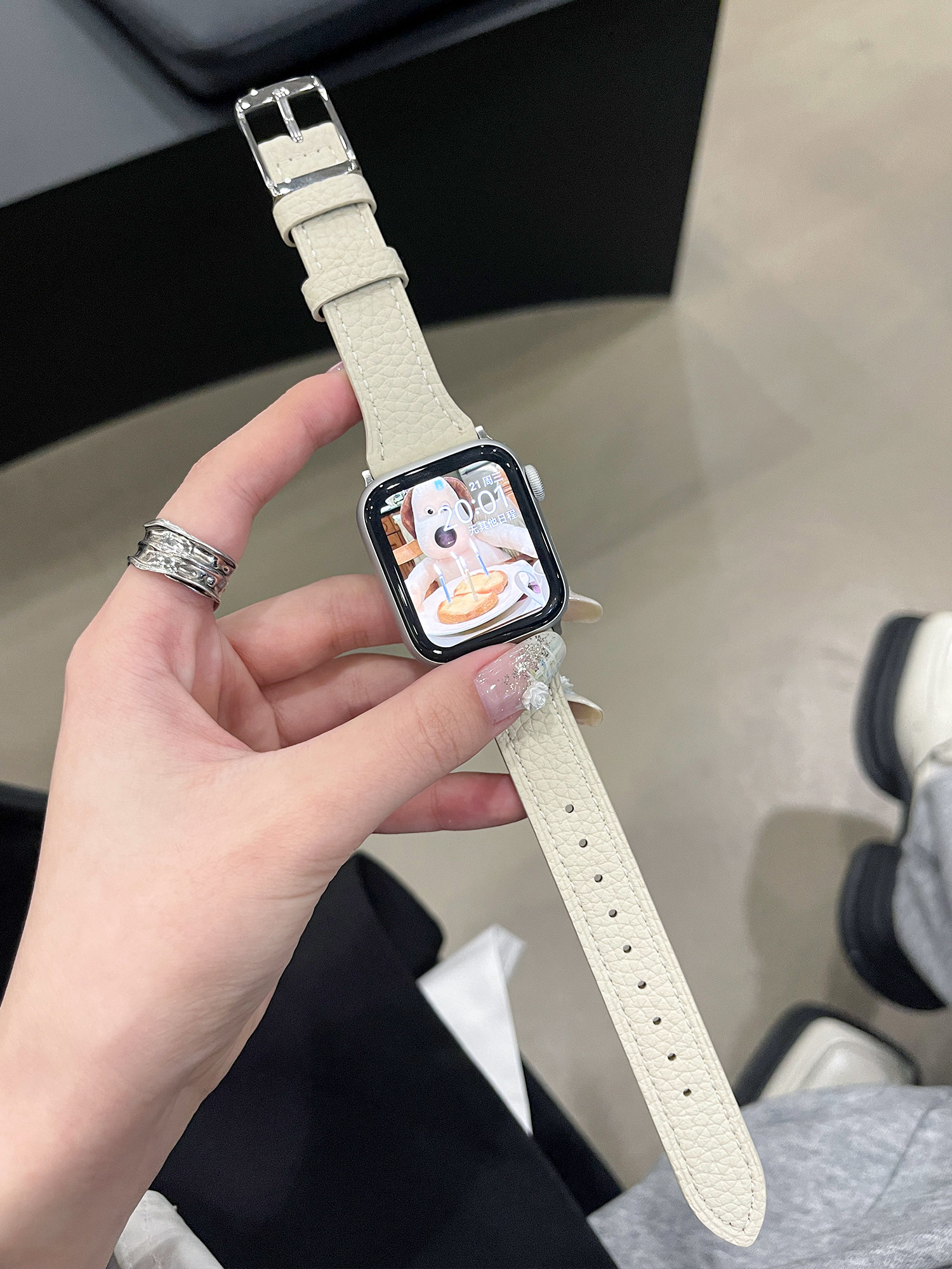 QALUO春夏新款小蛮腰方糖扣适用apple watchS8/S7代表带iwatch6/Ultra苹果手表se/543真皮表带41/45mm ...