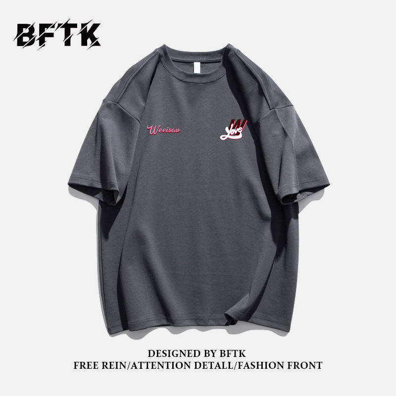 260g重磅纯棉短袖T恤男高街痞帅半袖ins宽松复古美式vibe上衣潮牌_虎窝淘