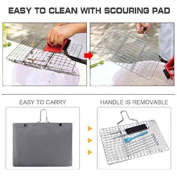 Grilling Basket,Portable And Foldable BBQ Grill Mesh Clamp_虎窝淘