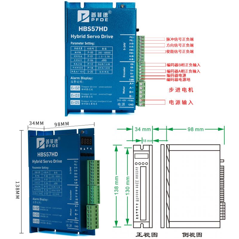 新款57高速闭环步进电机套装1.2N/2.2N/3N.M数显驱动器HBS57HD两_虎窝淘