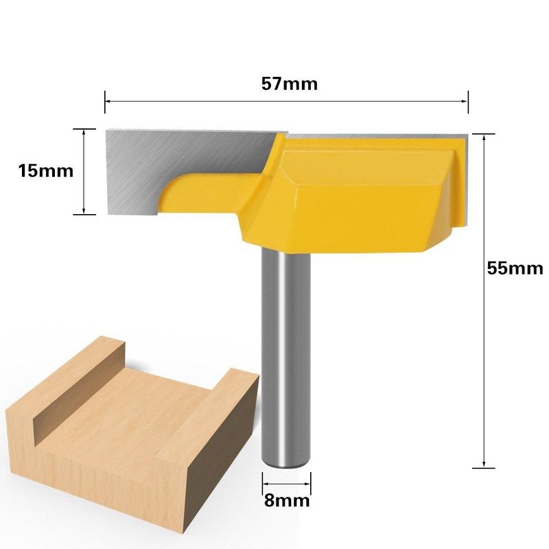 1pcs Cleaning Bottom Router Bits with 8mm Shank 2-1/4 Cuttin-天天券