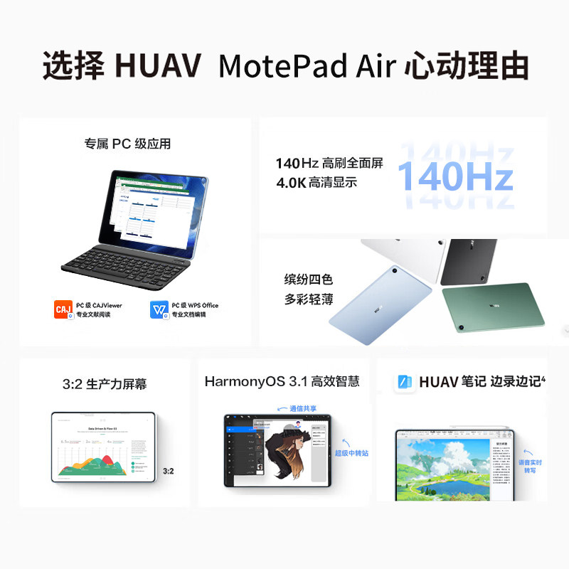 HUAV MotePad Air平板电脑5G超高清护眼全面屏二合一全网通插卡通话14英寸游戏办公娱乐网课2023新款Pad Pro_虎窝淘