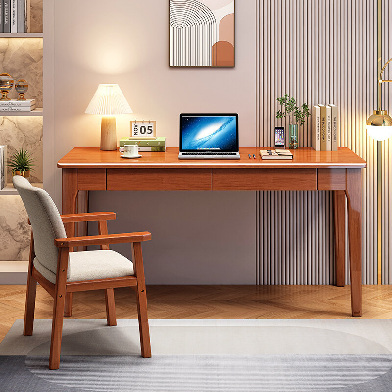 全实木书桌北欧约电脑桌家用办公桌工作台书房写字桌卧室学习桌_虎窝淘